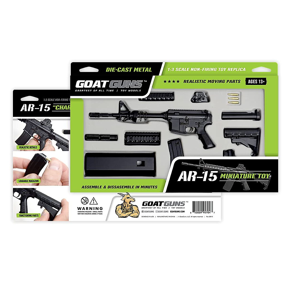 GoatGuns Miniature AR 15 Model Black | 1:3 Scale Diecast Metal Build Kit