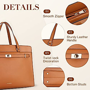 Missnine Laptop Bag for Women 15.6 inch PU Leather Work Tote Bag Large Computer Briefcase Business Office Handbag