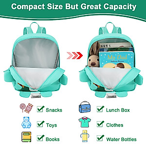 Accmor Toddler Harness Backpack Leash, 4 in 1 Kid Dinosaur Backpacks with Anti Lost Wrist Link, Child Cute Daycare Bags with Rope Tether Keep Boys Girls Walking Close(Green)