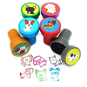 Tiny Mills 24 Pcs Dog and Puppies Stampers for Kids Assorted Stamps for Kids Self Ink Stamps Dog Puppy Birthday Party, Puppy Party Favors, Goody Bag Filler Treats, Classroom Rewards