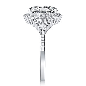 Msxyowaer Oval Engagement Ring, 3.5 Carat D VVS Clarity Halo Moissanite Engagement Ring, S925 Sterling Silver Rings for Women Proposal Anniversary Wedding