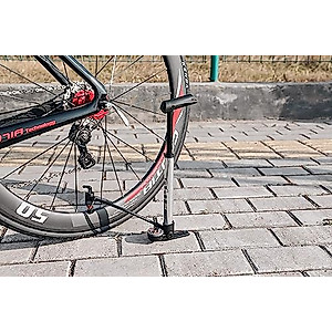 Mini Bike Pump with Gauge - Portable Bicycle Tire Pump - 120 PSI Bike Air Pump fits Presta & Schrader & Dunlop Valve - Road MTB Bike Pump Comes with Mounting Bracket (Black Grey) (Silver)