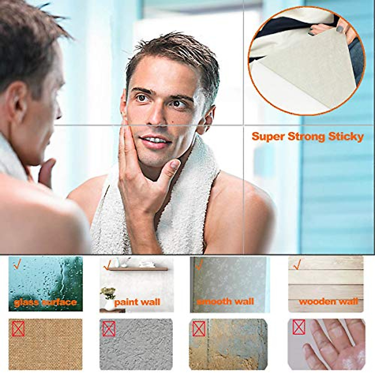 GXOEEGOF 17" x 12" Self Adhesive Acrylic Mirror Sheet 0.08" Thick, Non Glass Safety Mirror Great for Classroom Camping Baby Kids Playroom Pet Horses or Chicken Coop