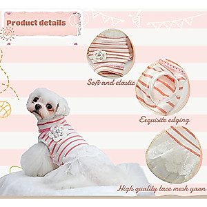 MSNFOASM Pet Dog Pink Stripe Dog Dress,Dog Tutu Lace Skirt Wedding Dress for Small Girl Dogs Cats（Pink Stripe M）