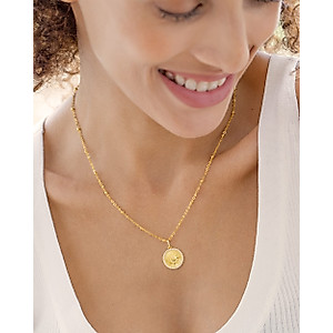 CDE 14K Gold Plated Sun Coin Birthstone Pendant Necklaces for Women 925 Sterling Silver, Christmas Birthday Anniversary Jewelry Gift for Women Girlfriend Mom Daughter Her
