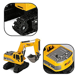 GearRoot Remote Control Excavator Construction Vehicle with Sound & Lights, Rechargeable RC Truck Excavator Toys for Boys Gift