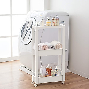 Tenma Fabier W-002W Skipita Wagon, 3 Tiers, Wide, White, Width 10.6 x Depth 17.7 x Height 33.5 inches (27 x 45 x 85 cm)