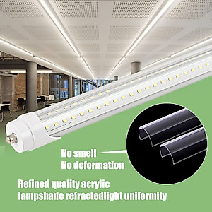 WAHADI 6 Pack 6FT T8 LED Tube Light Bulbs 40W 6000K Daylight with Dual-Row LED Single pin Fa8 Cap 6 Foot T10 T12 Fluorescent Lamp Replacement for Garage, Shop, Warehouse