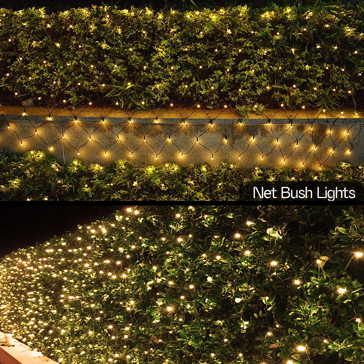 Christmas Net Lights Solar Powered, 100 LED 5Ft x 5Ft Bush Net Light Outdoor Mesh Lights Auto On/Off 8 Modes for Tree Fence Wall Roof Backyard Bush Decor (Warm White)