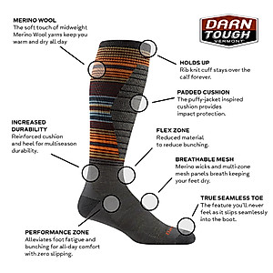 Darn Tough Vermont Backwoods OTC Lightweight with Cushion w/Padded Shin Charcoal XL (US 12.5-14.5)