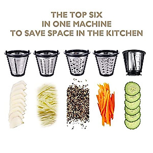 Homdox Salad Maker Electric Slicer Shredder Greater Electric Cheese Grater Salad Maker Machine Carrot Slicer with 5 Stainless Steel Rotary Blades, One-Touch Control