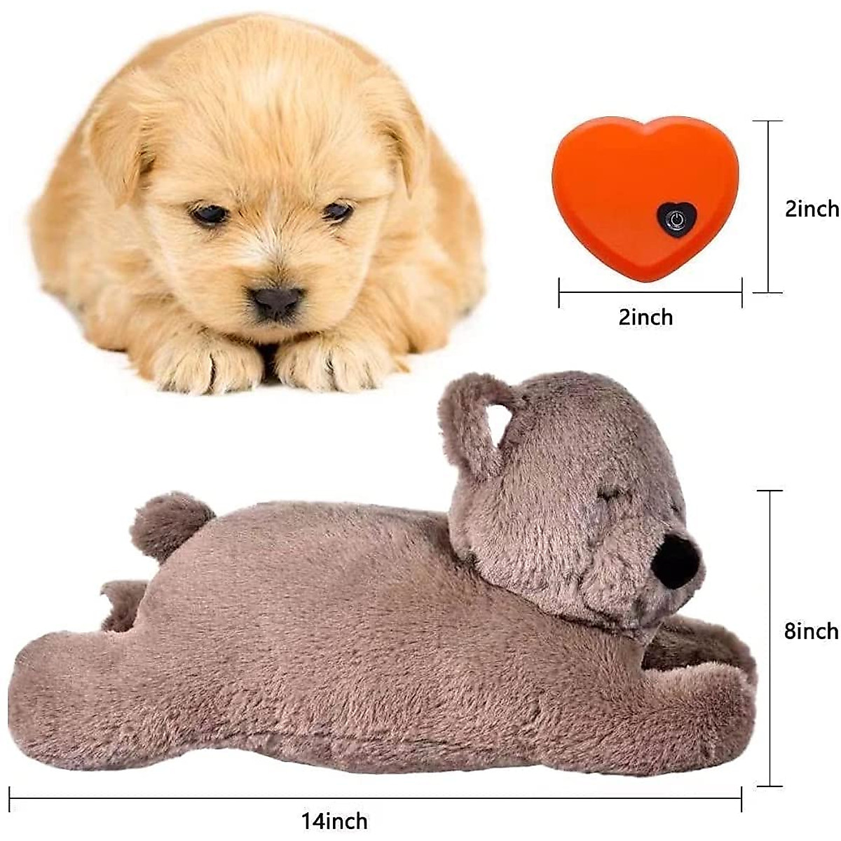 HonourHope Dog Heartbeat Toy for Anxiety Relief, Dog Soft Plush Toy Pet Calming Puppy Behavioral Training Aid Toy Pet Companion Pillow for Puppy Dog Cat Kitty Pets - Bear