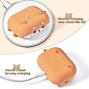 Cute Corgi Case for Airpods Pro, Filoto Airpod Pro Case Cover with Keychain for Women Girls Boys, Kawaii Soft Silicone Protective Cases(Corgi)