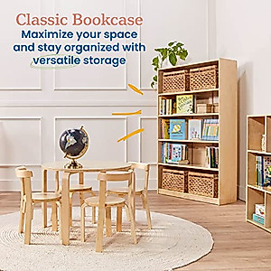 ECR4Kids Classic Bookcase, 60in, Adjustable Bookshelf, Natural