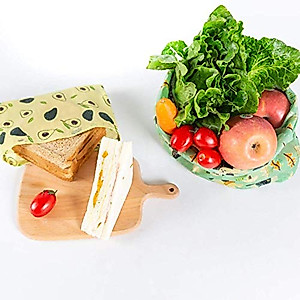 LSJTZ Beeswax Cloths for Groceries, Beeswax Bread Bags Made of Organic Cotton, Reusable Oilcloths Cling Film, Fruit and Vegetable Bags for Zero Waste (3335cm)