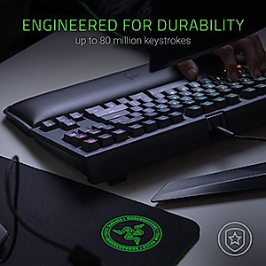 RAZER BLACKWIDOW TOURNAMENT EDITION CHROMA V2: Esports Gaming Keyboard - Ergonomic Wrist Rest - Tenkeyless Design - Razer Green Mechanical Switches (Tactile and Clicky) (Renewed)