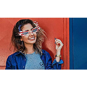 TD.IVES12 Pack American Flag Glasses USA Patriotic Party Sunglasses Masks Cool Shaped Plastic Eyewear for Party Props