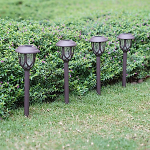 EXCMARK 10 Pack Solar Lights Outdoor Decorative Garden Yard Lights for Pathway Walkway Sidewalk Driveway. (Brown, Warm White)