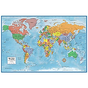 24x36 World Classic Elite Wall Map Mural Poster Laminated