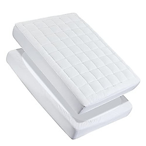 SONIVE Quilted Mattress Pad Soft Fluffy Pillow Top Mattress Cover Down Alternative Fill Topper Streches up to 21 Inches Deep Pocket (White, Twin)
