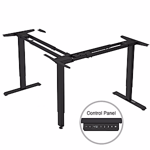 AVLT 47" Electric Standing Desk (3 ft 11 inches) L Shaped Sit Stand Desk Height Adjustable with Swappable Mid Foot Design - 3 Leg Motorized Corner Desk - Frame Only - Black