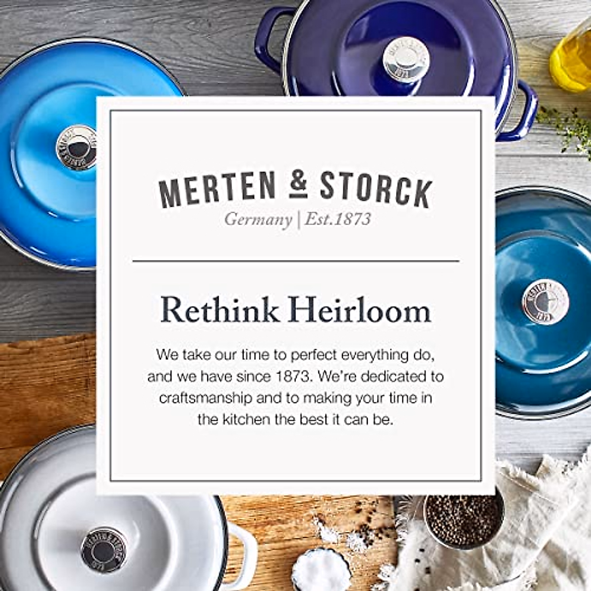 Merten & Storck German Enameled Iron, Round 5.3QT Dutch Oven Pot with Lid, Aegean Teal