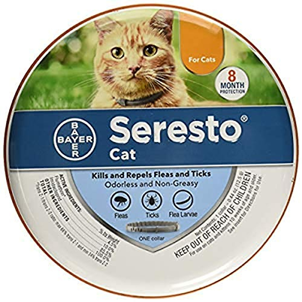 Bayer Animal Health Seresto Flea & Tick Collar for Cats, All Weights & Sizes, 8 Month Protection (3 Pack), Gray