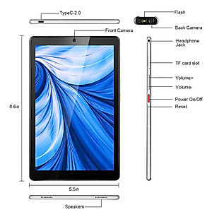 HAOVM Android Tablet, 9 inch Tablets Octa-Core 1.6GHz Processor, 1280x800 IPS HD Display Screen, 2GB RAM, 32GB Storage, 5000mAh, 2.4G/5G WiFi, 128GB Expand Dual Camera, GPS, FM, MediaPad P9
