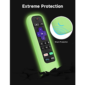 Roku Voice Remote Cover for Roku RC580,Select Series HD TV 2024,Stick 4k+,RCA1R 2022,RCAL7R Remote Shockproof Silicone Protective Case for Streaming Stick 4K with Remote Loop(Glow Green)