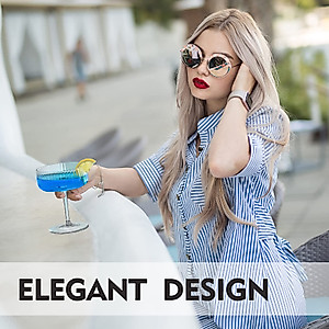 ROXBURGH Martini Glasses | Vintage Art Deco Crystal Champagne Coupe Glasses Set of 4 with 4 Cocktail Picks | 9 oz Ribbed Classic Cocktail Glassware for Champagne, Wine and Manhattan