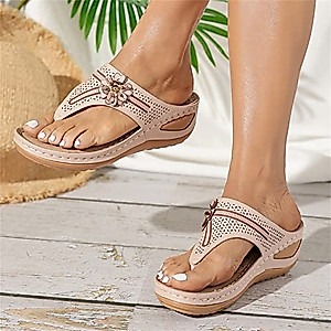 Born Womens Sandals 7 Ladies Shoes Wedge Platform Thong Sandals Casual Shoes Beach Shoes Light Soft Sole Thong Flip (Pink, 7.5)