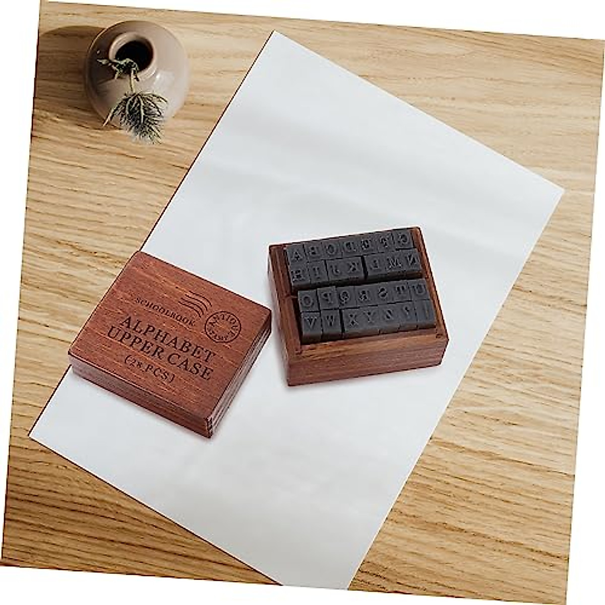 EXCEART 1 Set Seal Wood Decor Wooden Decor Letter Stamps for Clay Photo Album Stamp Scrapbooking Letters Rustic Letter Stamper Seals Scrapbook Stamps DIY Planner Stamp Envelope Brown Mini