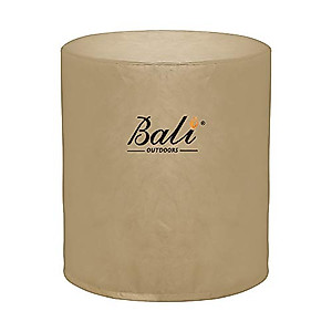 BALI OUTDOORS 23 Inch Round Fire Pit Cover, Column Cover Waterproof Heavy Duty Weather Resistant PVC Oxford Fabric Cover, Brown