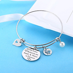 Aunt Bracelet From Niece Nephew Bangle Bracelet Gifts For Auntie Niece Jewelry Aunt Bangle Niece Bracelet (Style A - The Love Between an Aunt & Niece Is Forever)