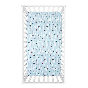 Sammy & Lou Airplanes 2-Pack Microfiber Fitted Crib Sheet Set, Fits Standard Crib Mattress 28 in x 52 in; Fully Elasticized,