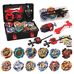 Battling Top Beys Game 12 Spinning Tops 3 Launchers Blade Gyro Game with Storage Box Gift for Kids,Boys