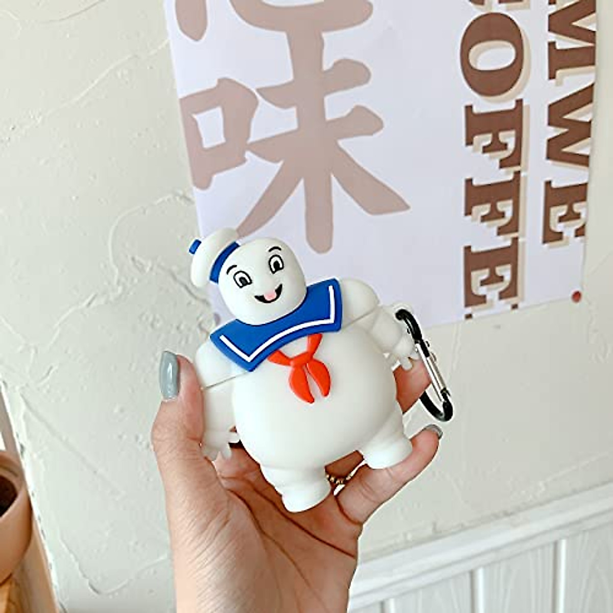 VARWANEO Case for Airpods 1&2, Soft PVC 3D Cute Funny Fun Cartoon Ghost Busters Design Kawaii Airpods Cover Case with Keychain, Cool for Kids Teens