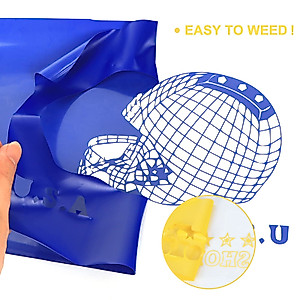 TUMIYA Blue HTV Vinyl, 12" x 8ft Blue Heat Transfer Vinyl Rolls for T-Shirt - Glossy Adhesive Blue Iron on Vinyl(Blue)