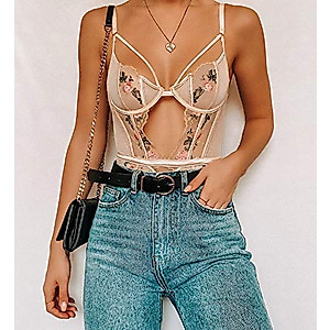 Women's Floral Embroidered Garter Stockings Sexy Lingerie Set with Garter Belts Strap Bra and Panty Lingerie Set White 3X-Large