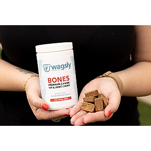 Wagsly Bones Hip & Joint Supplement for Dogs - Glucosamine, MSM, Green-Lipped Mussel - Arthritis Relief & Mobility Support - Vitamin C Immune Boost - Natural Duck Flavor - 60 Count