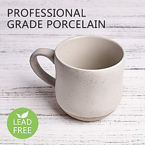 Bosmarlin Large Stoneware Speckled Coffee Mugs Set of 2, Big Ceramic Tea Cup, 17 Oz, Dishwasher and Microwave Safe (White, 2)