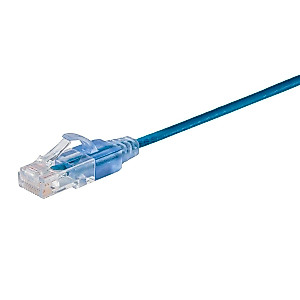 Monoprice - 129425 SlimRun Cat6A Ethernet Patch Cable - Snagless RJ45 UTP Pure Bare Copper Wire 10G 30AWG 2ft Blue 5-Pack