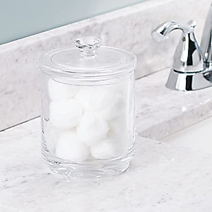 mDesign Glass Apothecary Storage Canister Holder Jar for Bathroom Vanity Cabinet or Counter Organization - Holds Cotton Swabs, Bath Salts, Makeup, Hair Accessories - Joli Collection - Clear