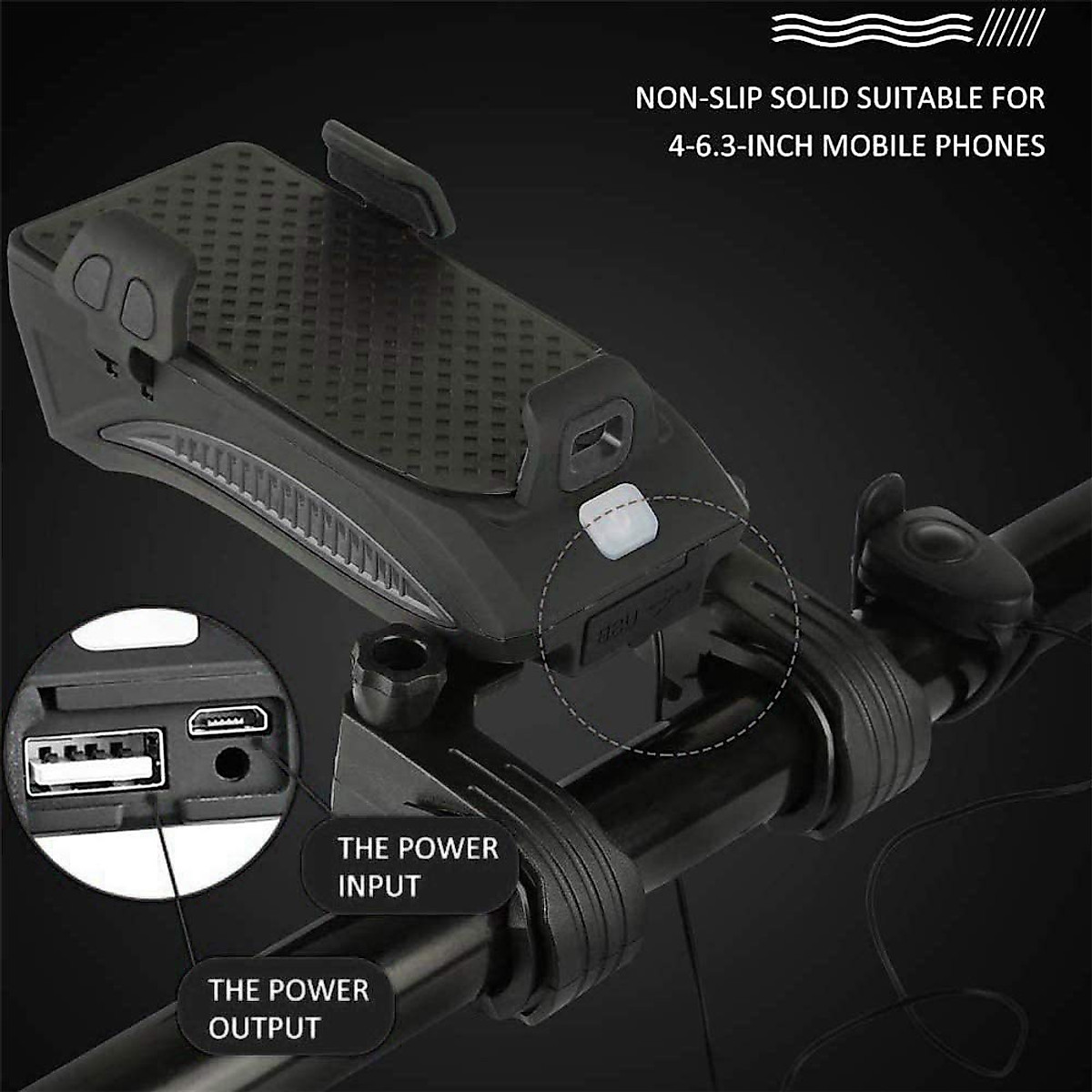 Bicycle Headlight Bike Lights USB Rechargeable 4 in 1 Multifunction Bicycle Headlight with Mobile Phone Stand 4000 MAH Power Bank 130 dB Speaker 400 Lumen IPX65 Waterproof Bike Headlight