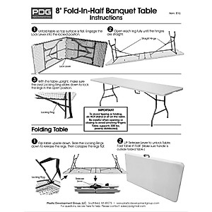 Plastic Development Group Outdoor and Indoor Use 8 Foot Plastic Half Folding Banquet, Kitchen, Dining, and Card Table, White