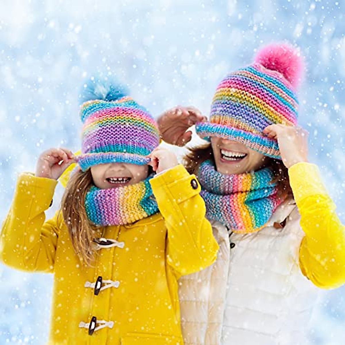 2Pcs Knitting Yarn Skeins Rainbow Multicolor Yarn Wool Crochet Yarn for Crocheting and Knitting Craft Yarn for Knitting and Crochet Projects DIY Crocheting Soft Knitting Yarn Skeins (50g)