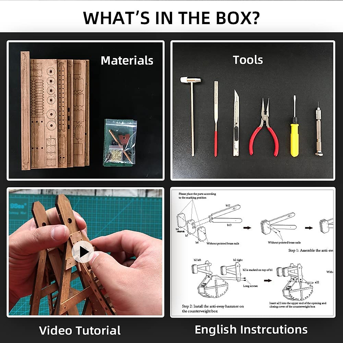 YAQUMW The Mini Counterweight Trebuchet Europe Medieval Siege Equipment Chariot Catapult Weapons DIY 3D Wooden Puzzles Model Kits for Adults STEM Projects Tabletop Toy