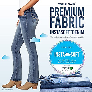 WallFlower Women's Ultra Slim Bootcut Mid-Rise Insta Soft Juniors Jeans, Logan, 0