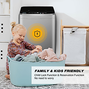 BORCOLO Portable Washing Machine, 17.7lbs Full-Automatic Small Washing Machine for Apartment, 10 Wash Programs with Drain Hose Dorm Size Portable Washer for RV, Home, College, Grey