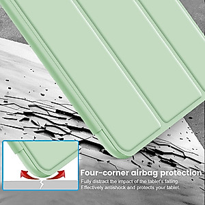 Hoidokly iPad 6th / 5th Generation 9.7 inch Case (2018/2017), iPad Air 2 & 1 9.7 Inch (2014/2013) Case with TPU Shockproof Back Cover [Built-in Pencil Holder, Auto Sleep/Wake] - Matcha Green